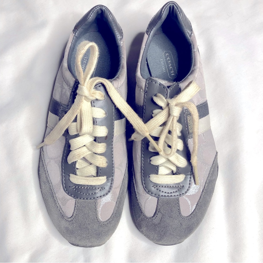 Coach Kinsley Gray Suede Gray Canvas Signature C Tenn… - Gem